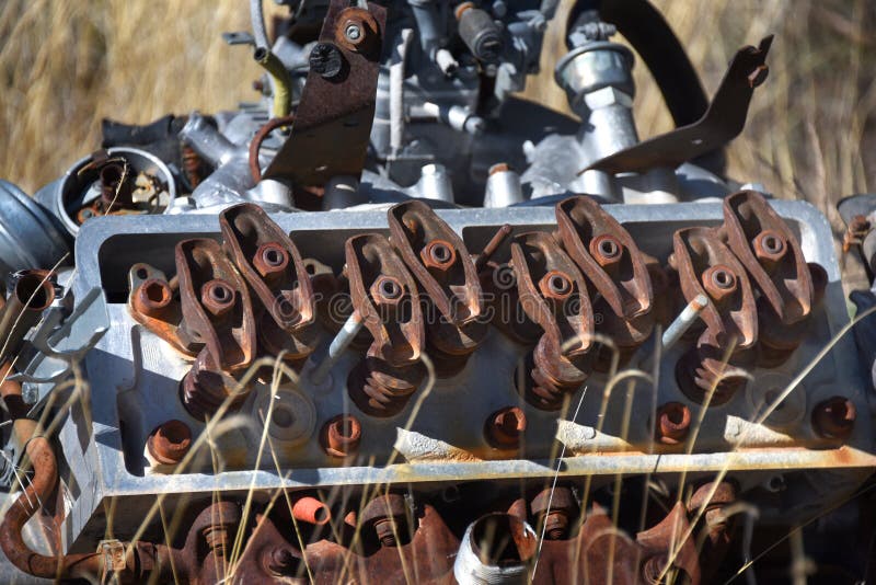 Rusty Engine Parts stock image. Image of chrome, brush - 337584615