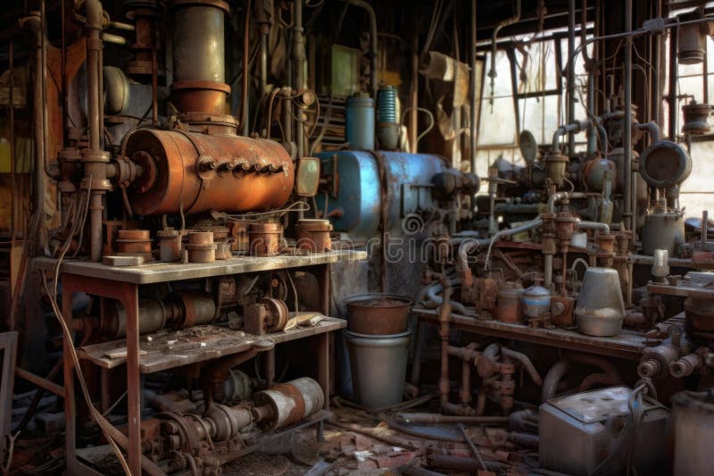 Rusty Equipment Left Behind in a Lab Stock Illustration - Illustration ...