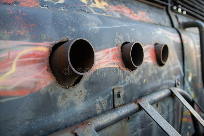Rusty Exhaust Pipe Grunge from Old Machine Stock Photo - Image of ...