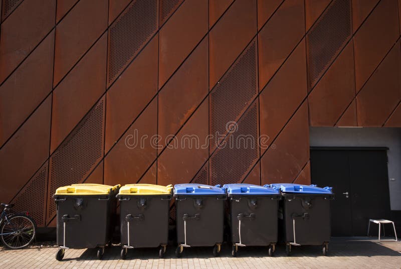 Rusty Facade and Garbage Bins Stock Image - Image of bremen, metal ...