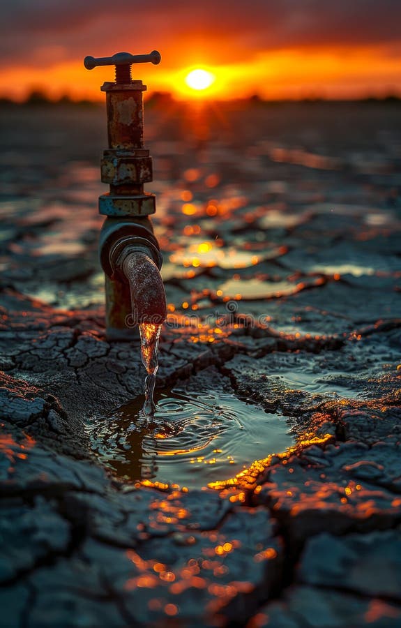A Rusty Faucet is Dripping Water into a Puddle of Mud Stock Photo ...