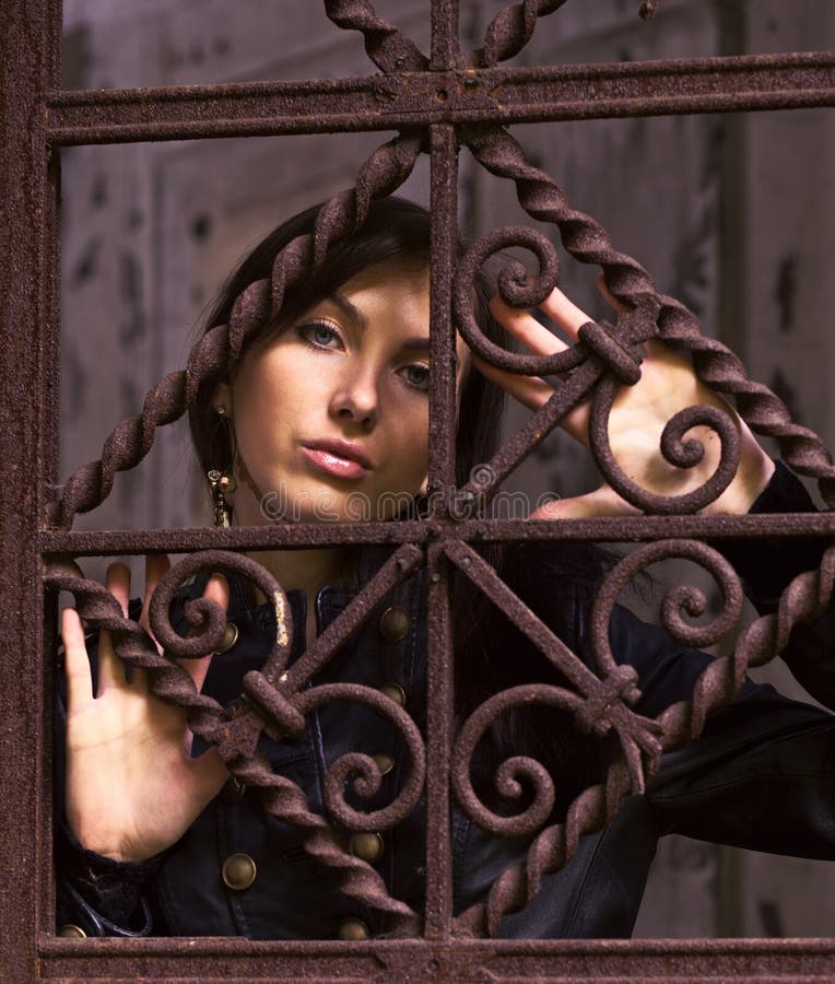 Goth woman at window stock photo. Image of female, open - 6354846