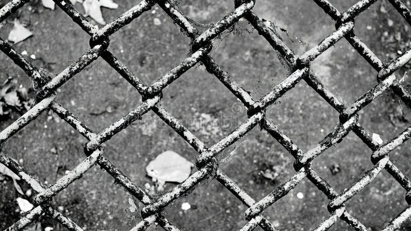 Rusty Fence Grid Creates an Abstract Pattern on a Concrete Surface in ...