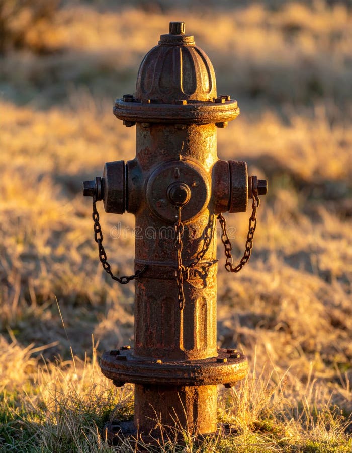 Rusty Fire Hydrant in Golden Hour Light Stock Illustration ...