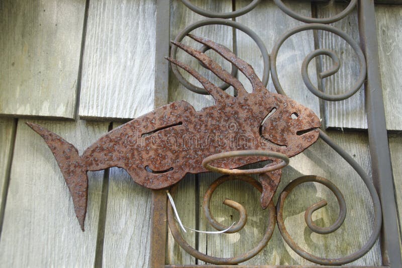 Rusty Fish Wall Hanging - Rustic Decor Stock Image - Image of statue ...