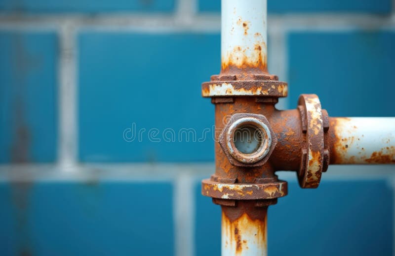 Rusty Flange, Bolt Nut on Pipe Joint. Corrosion Damage Visible on Metal ...