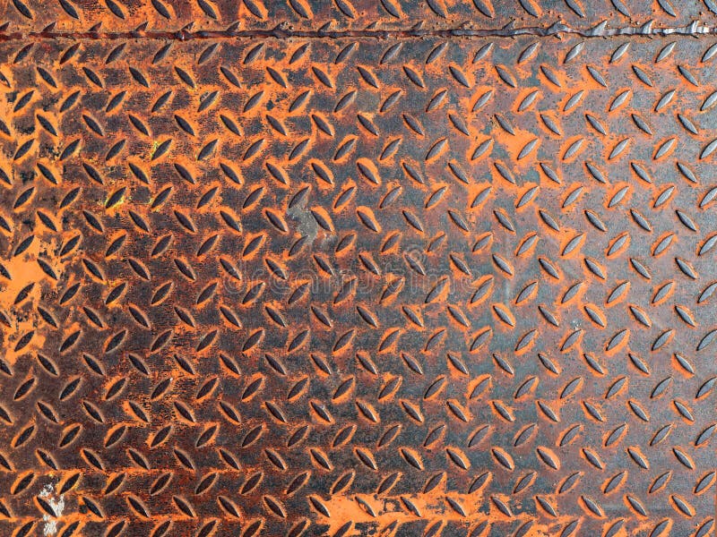 Rusty Floor Steel Panel. Grunge Tread Plate with Orange Rust Stock ...