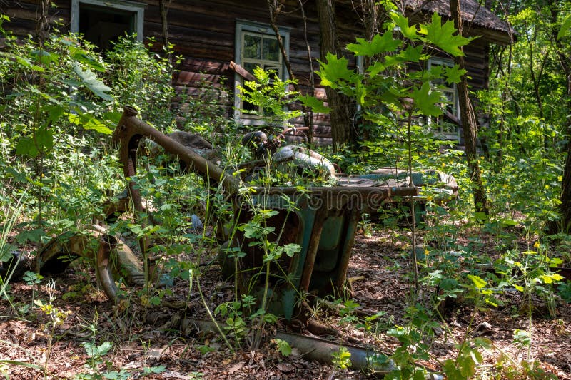 A Rusty Frame from a Motorcycle Against the Background of an Abandoned ...