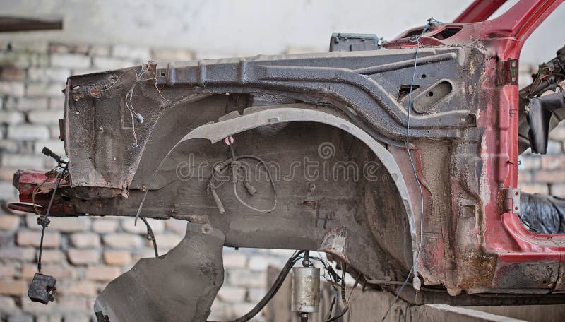 Rusty Front Wing on Crashed Car Stock Image - Image of rust, cracked ...
