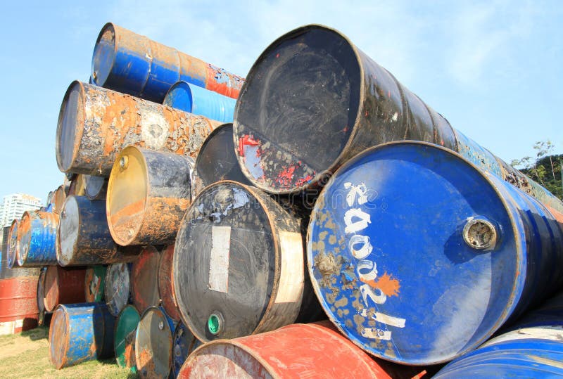 Rusty Fuel and Chemical Drums Stock Photo - Image of careless, pile ...
