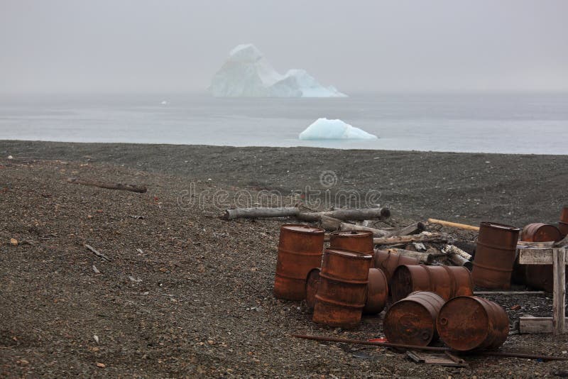 Rusty Fuel Drums on Arctic Coast Stock Image - Image of global, garbage ...