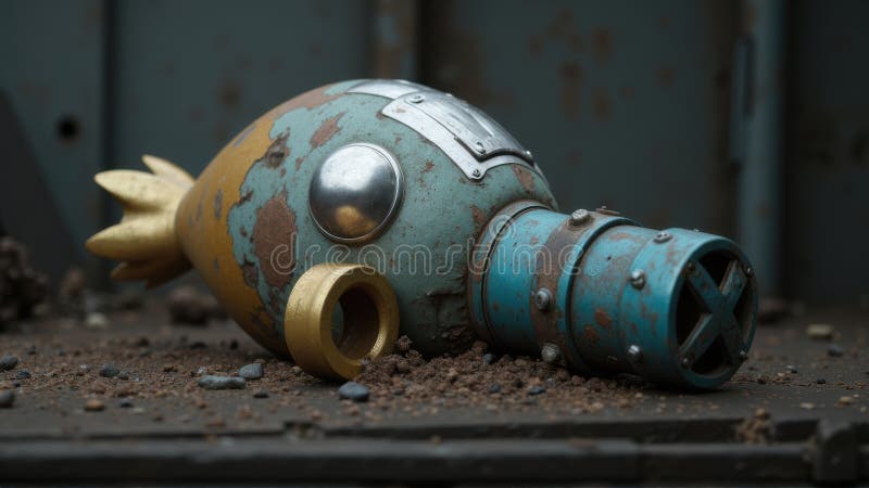 Rusty Futuristic Gas Mask on the Ground Stock Illustration ...