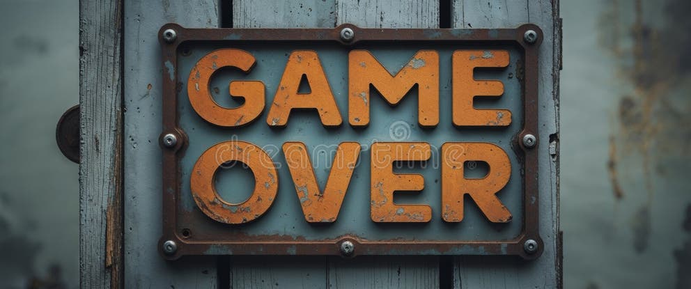 Rusty Game Over Sign Spelling the End of the Fun Stock Photo - Image of ...