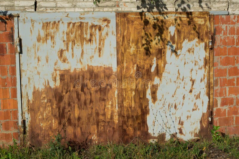 Rusty Garage Door or Iron Sheet Stock Photo - Image of concrete ...