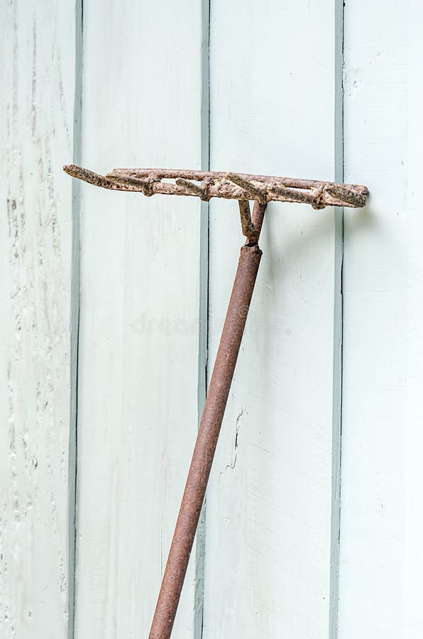Rusty garden rake stock photo. Image of wood, hang, decorative - 58497296