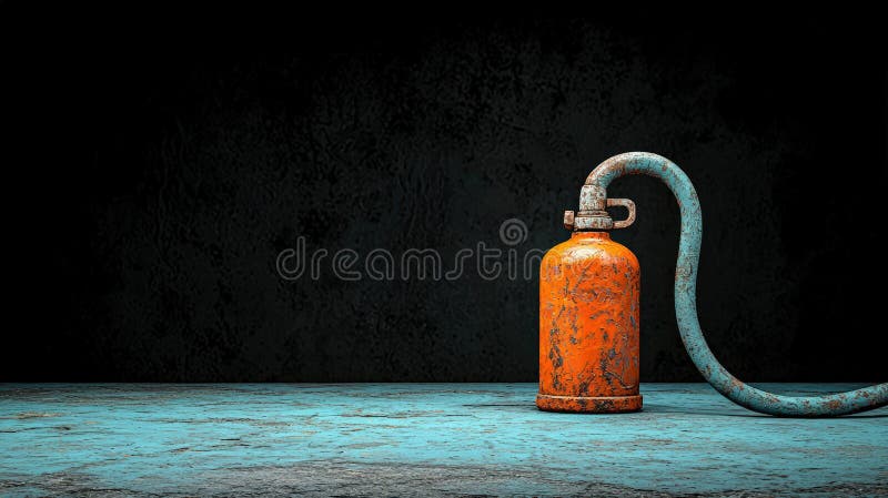 Rusty Gas Cylinder with a Blue Surface Dark Background Industrial ...