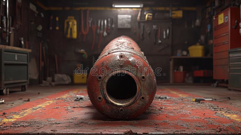 Rusty Gas Cylinder in a Cluttered Workshop Stock Illustration ...
