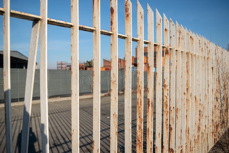 Rusty Gate, Border of Different States with Steel Elements. it is ...
