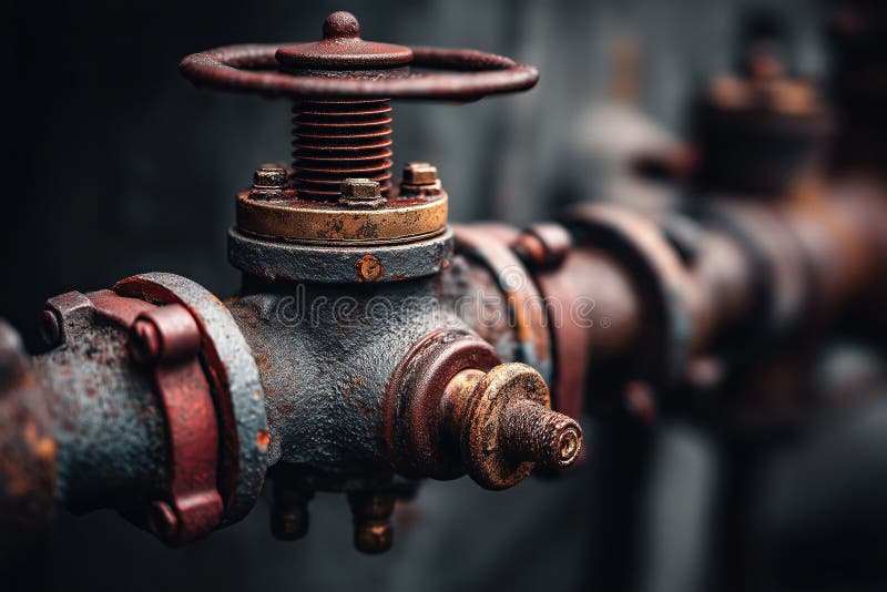 Rusty Gate Valve Controlling Flow in Industrial Pipeline Stock Image ...