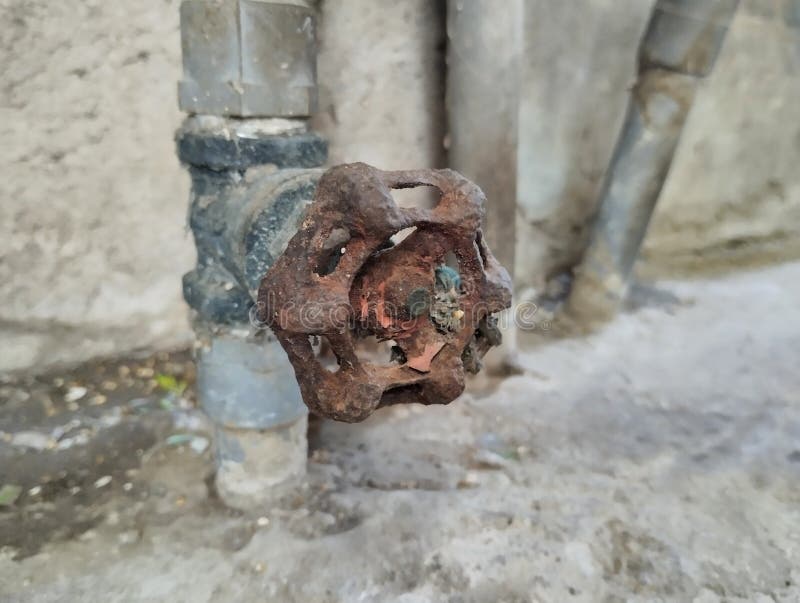 Rusty Gate Valve at Water Pipe Connection Stock Photo - Image of handle ...