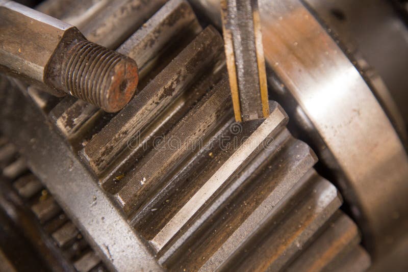 Close-up View Of Vintage Industrial Rusty Gear Mechanism Stock Photo ...