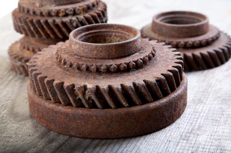 Rusty Gear Wheels on a Board Stock Photo - Image of dimensional ...