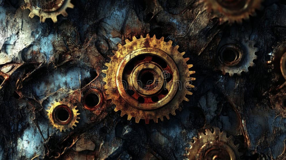Rusty Gears and Cogs Background Abstract Industrial Design with ...