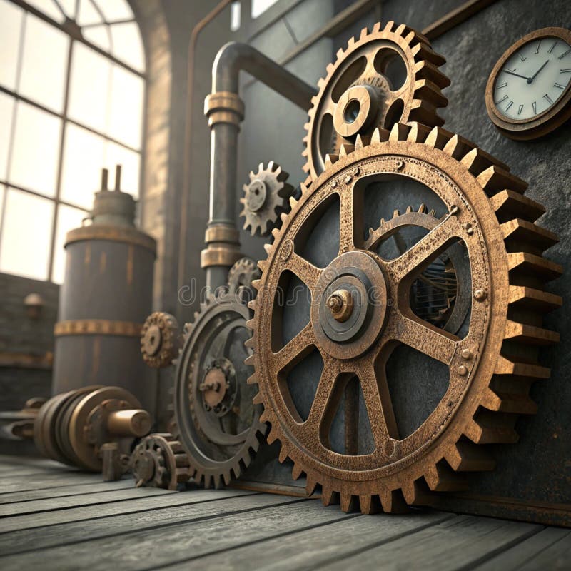 Rusty Gears and Cogs Steampunk Background Stock Illustration ...