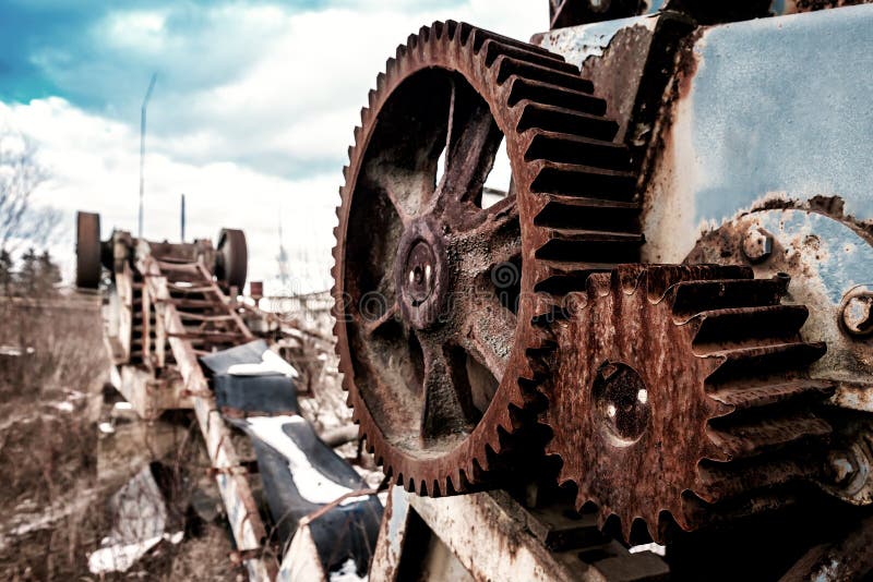 Rusty Gears from the Conveyor Stock Photo - Image of mechanism, grunge ...