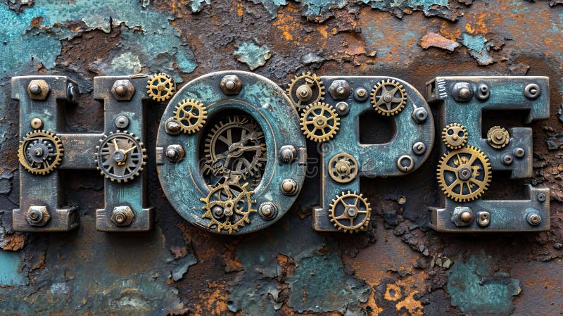 Rusty Gears Creatively Spell Out HOPE . Stock Illustration ...