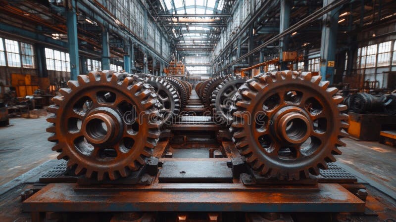 Rusty Gears in a Large Industrial Factory Stock Illustration ...