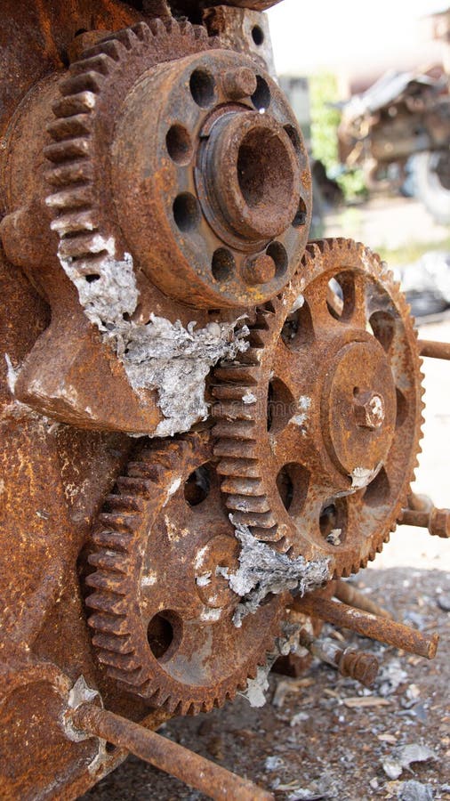 Rusty Gears of Old Cars, an Engine after a Fire Stock Photo - Image of ...