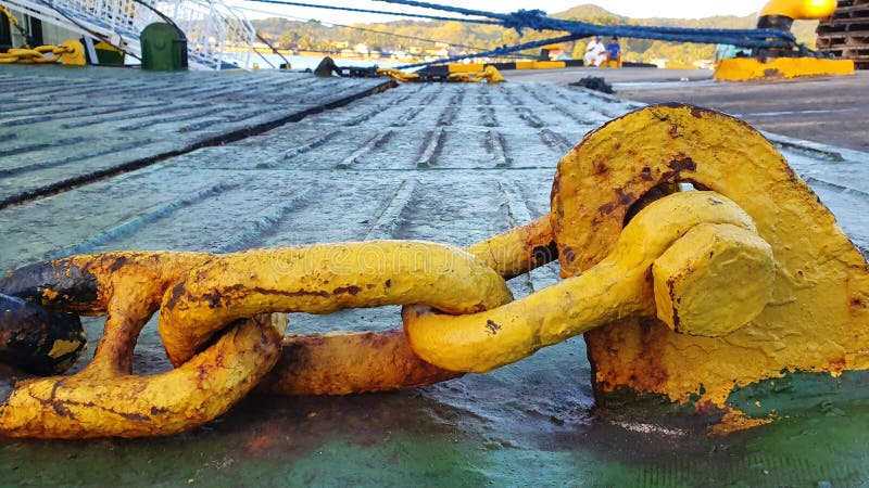 Rusty Gigantic Iron Chain As Ship Anchor Stock Photo - Image of ship ...