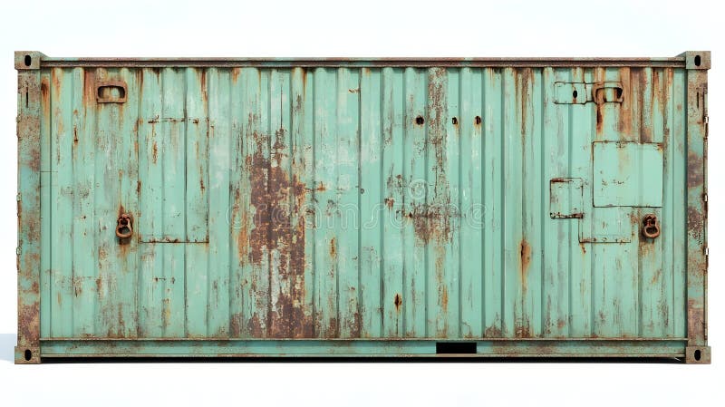 Rusty Green Shipping Container with Weathered Metal Surface Stock Image ...