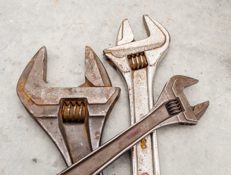 Rusty Grunge Wrench and Spanner for Maintenance and Service Stock Image ...