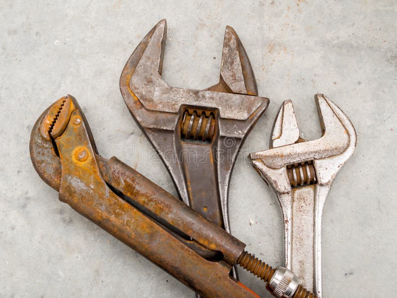 Rusty Grunge Wrench and Spanner for Maintenance and Service Stock Image ...