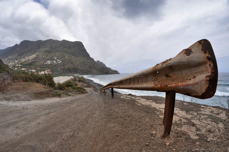 Rusty Guardrail on a Lonely Street Stock Photo - Image of handrail ...