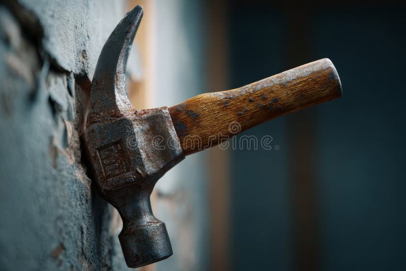 Rusty Hammer Leaning Against Wall with Historical Texture and Subtle ...