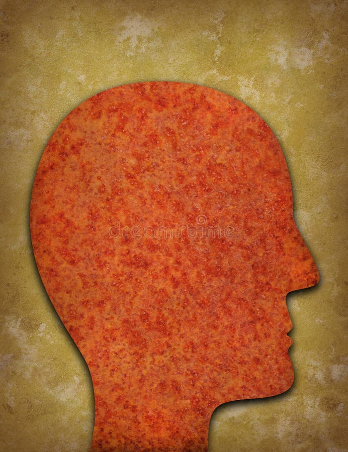 Rusty Head Silhouette Against Yellowed Background Stock Image - Image ...