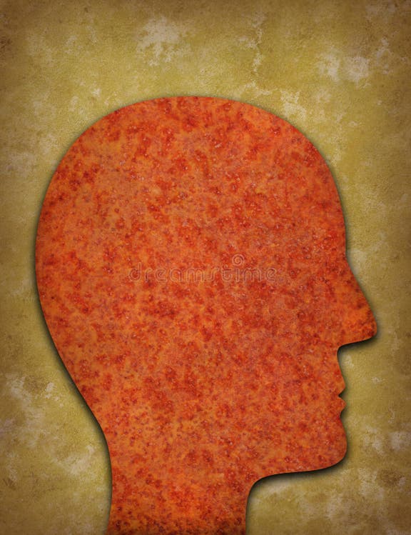 Rusty Head Silhouette Against Yellowed Background Stock Image - Image ...