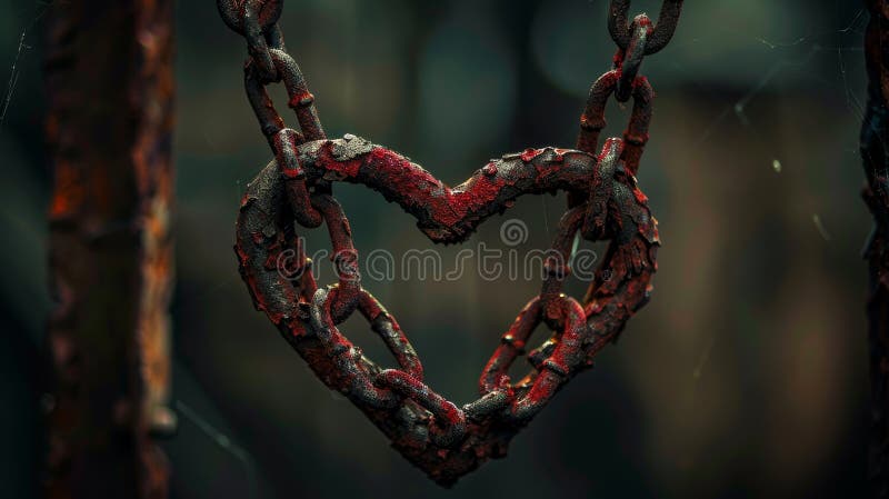 The Rusty Heart Chain.AI Generated Image Stock Photo - Image of macro ...