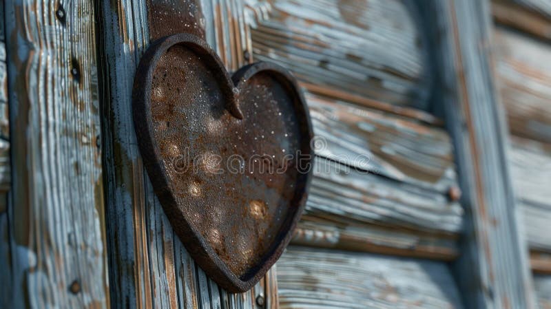 A Rusty Heart Hanging on the Side of a Wooden Building. Great for ...