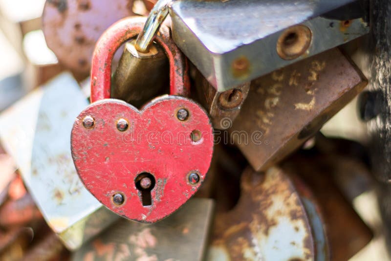 Rusty Heart. Hinged Lock in the Shape of the Heart Stock Photo - Image ...