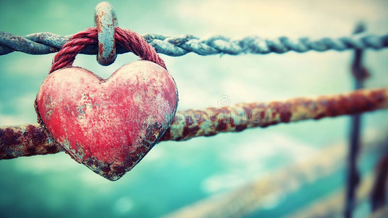Rusty Heart Lock, Bridge Railing, Water, Love, Romance Stock Photo ...