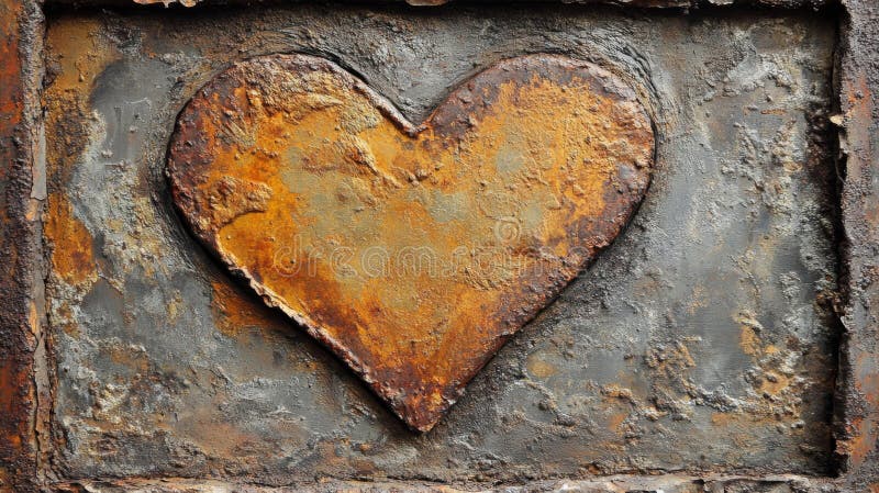 Rusty Heart Shape Embedded in Metal Surface Stock Illustration ...