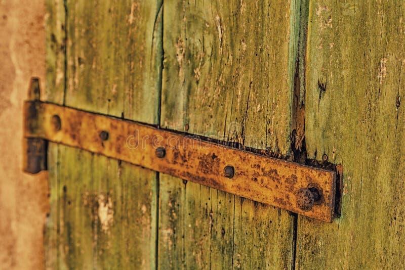 Rusty Hinge of an Old Wooden Door of Country Barn Stock Photo - Image ...