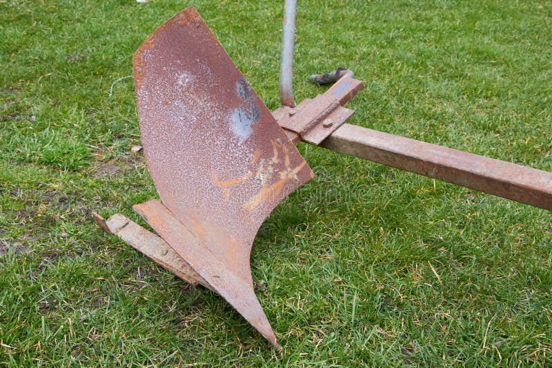 Rusty Horse Plow,old Rusty Plow Lies on the Grass Stock Image - Image ...