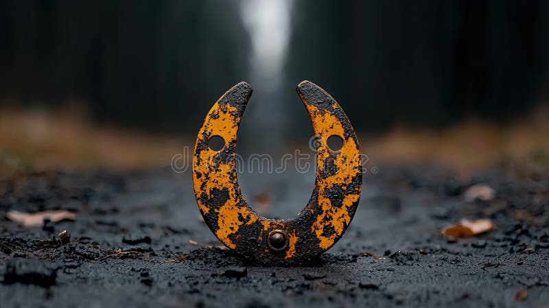 Rusty Horseshoe on a Dirt Path in the Woods Reflecting Past ...
