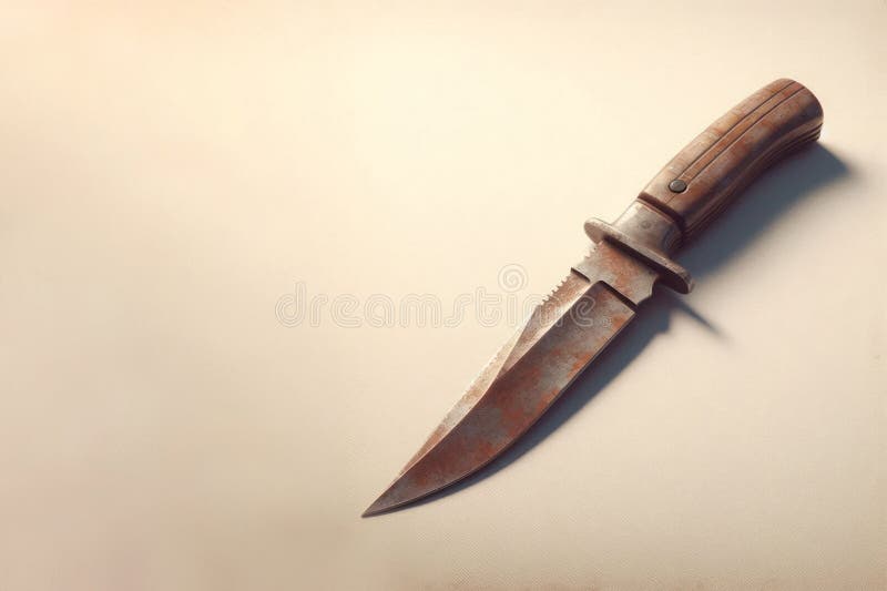 A Rusty Hunting Knife on a Light Background. Space for Text. Stock ...