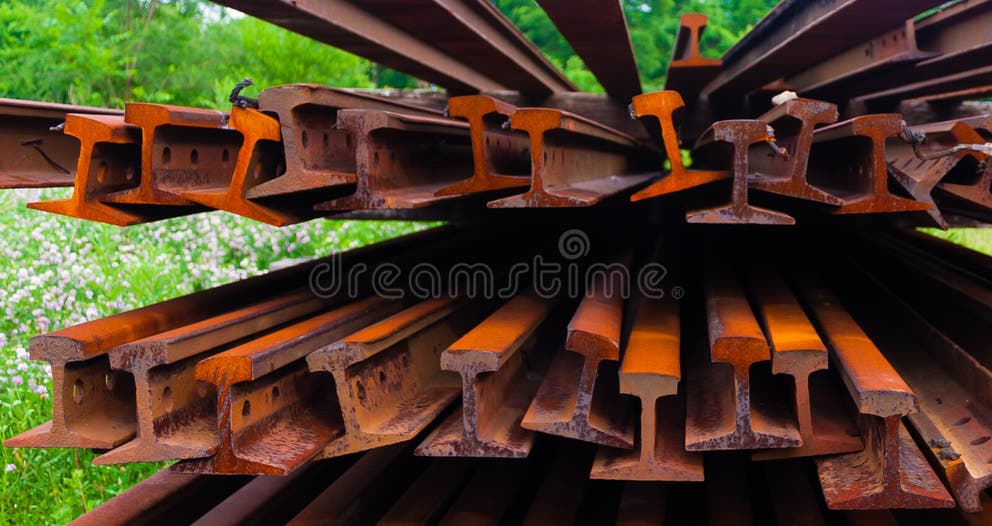Rusty I-beams stacked up stock image. Image of rust, orange - 98693477